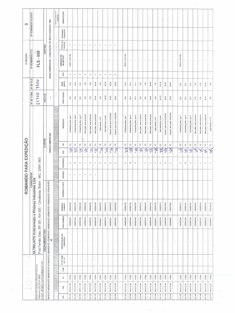 RO-FLS - 059 - Romaneio | PDF
