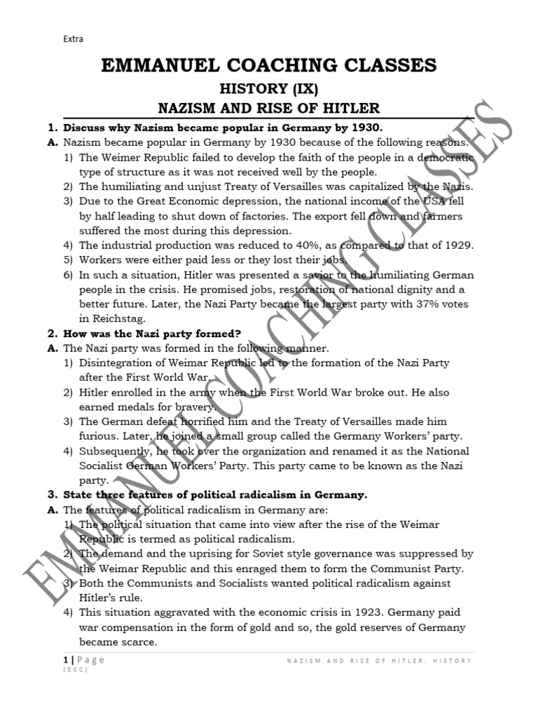 3 Nazism and Rise of Hittler - Extra | PDF | Weimar Republic | Nazi Germany