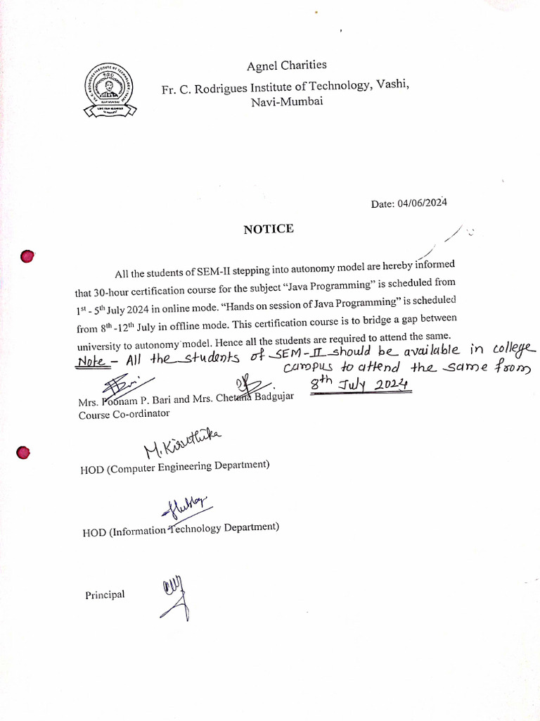 Updated Notice Java Programming | PDF