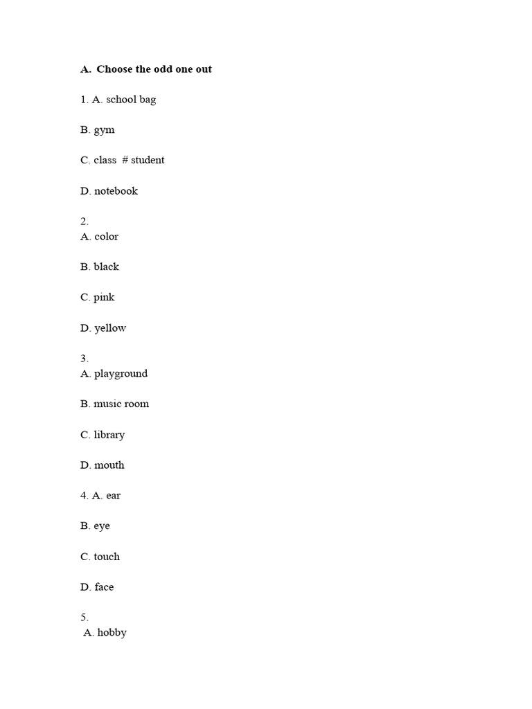 Odd One Out and Sentence Exercises | PDF