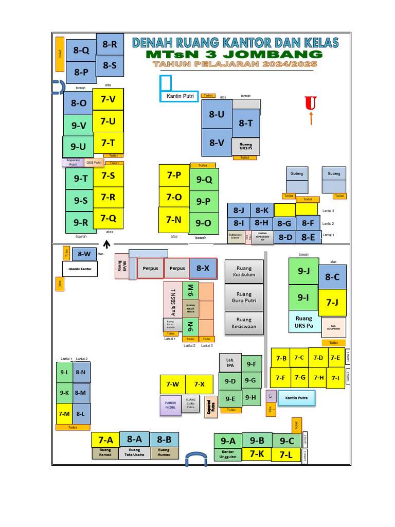 Denah Kelas MTSN 3 Jombang 2024-2025 REVISI LAGI | PDF