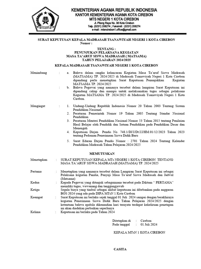 Blangko SK Matsama 2024 | PDF