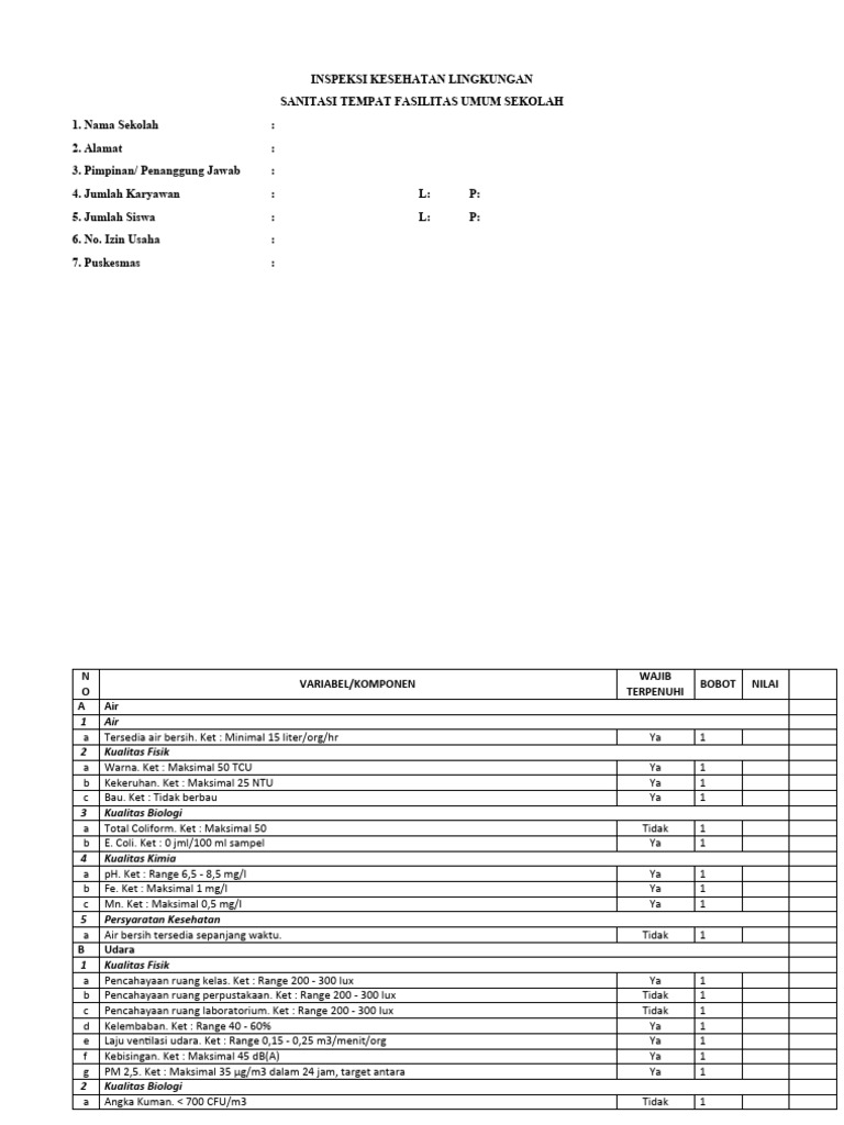 Inspeksi Kesehatan Lingkungan | PDF