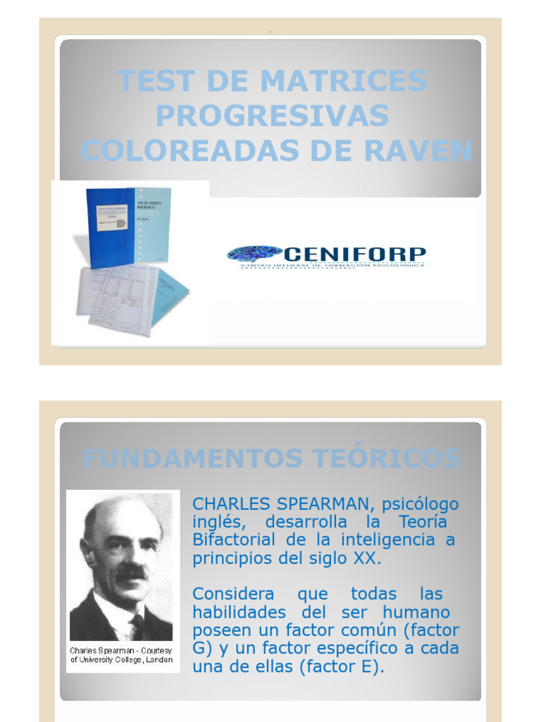 Raven Escala Coloreada - Test | PDF | Inteligencia | Ciencias del ...