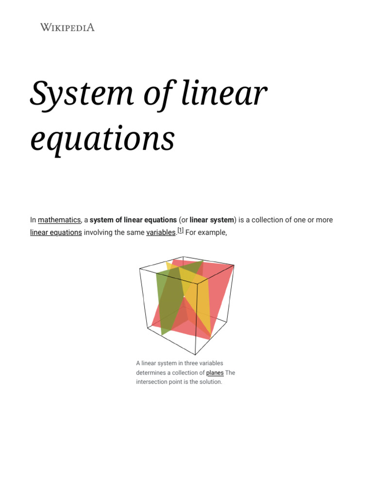 Linear Equations System Overview | PDF | System Of Linear Equations ...