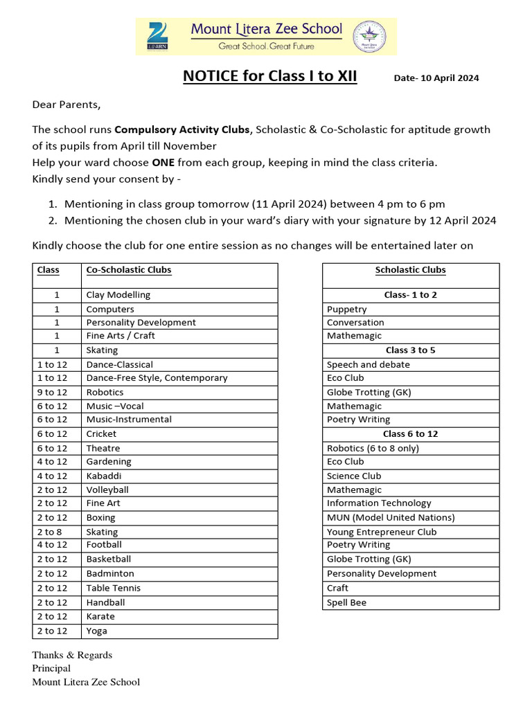 Club Notice (2024-25) | PDF | Sports | Entertainment