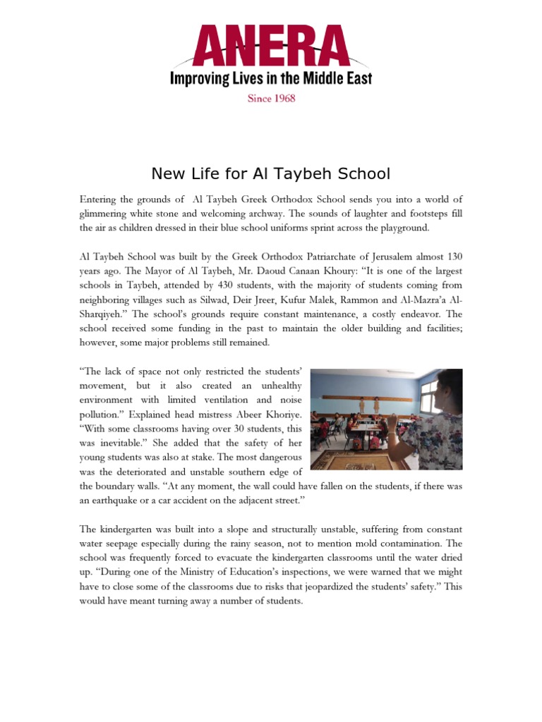 New Life For Al Taybeh School | PDF | Schools | Elementary Schools