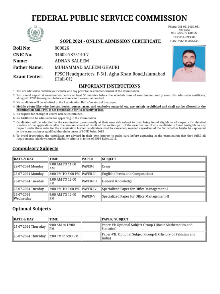 Online - Fpsc.gov - PK FPSC Sope Reports Sope Ac Detail 2024.Php | PDF