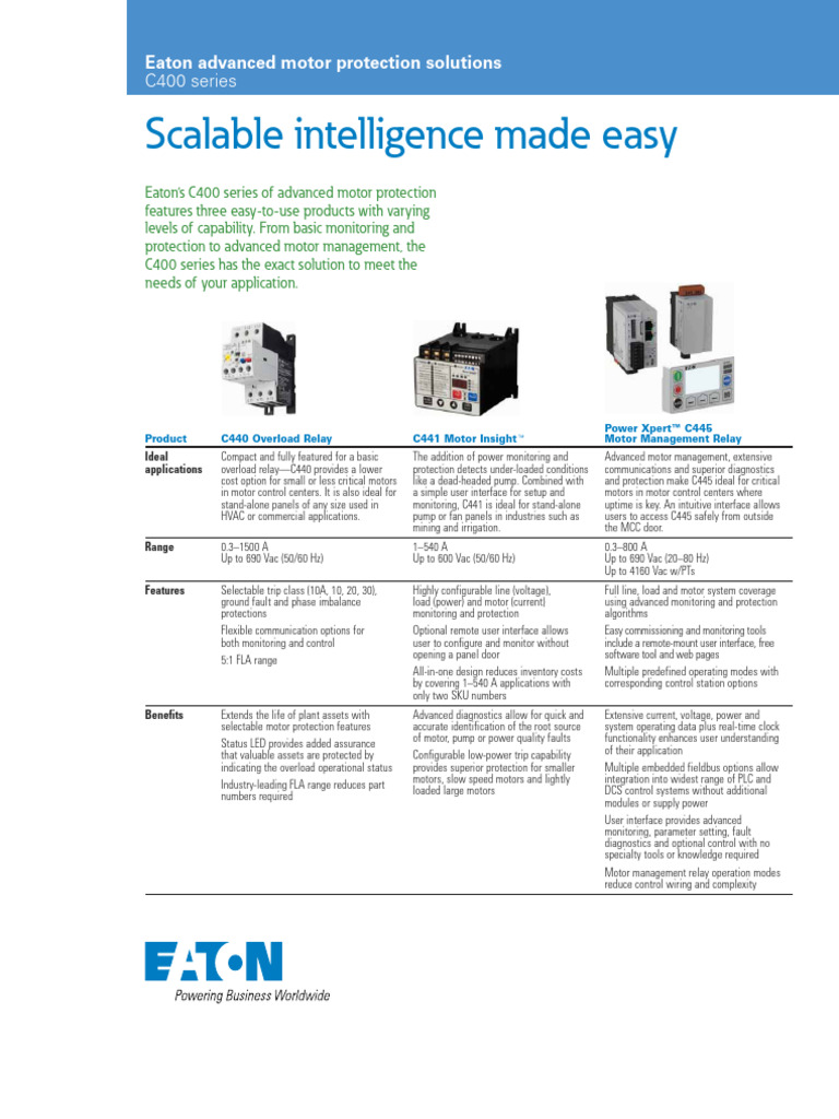 Eaton C400 Series Motor Protection | PDF | Alternating Current | Relay