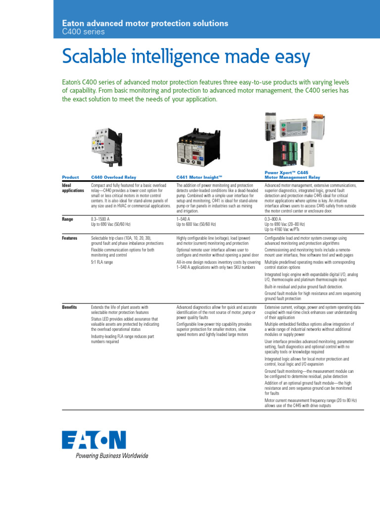 Eaton C400-Series-Advanced-Motor-Protection | PDF | Alternating Current ...