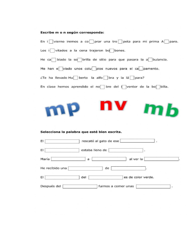 Act para Completar M, N | PDF