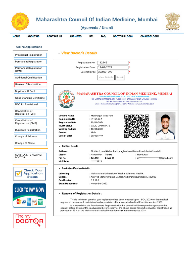 Doctor Details | Download Free PDF | Ayurveda | Health Care