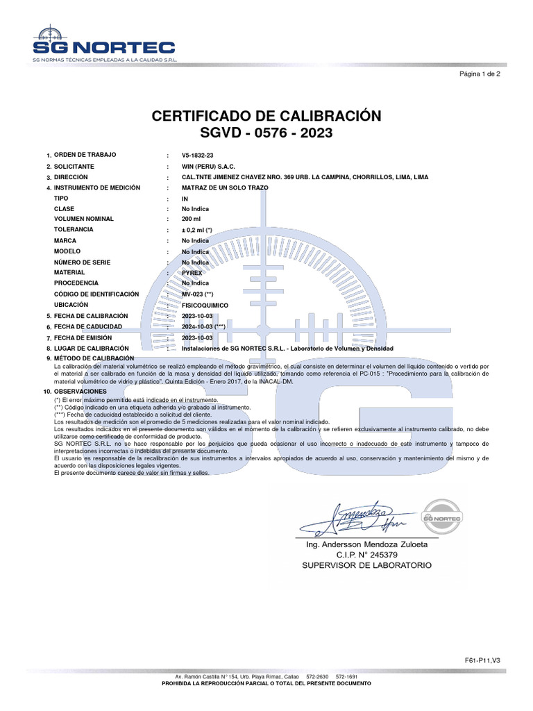 MV 023 | PDF | Calibración | Metrología