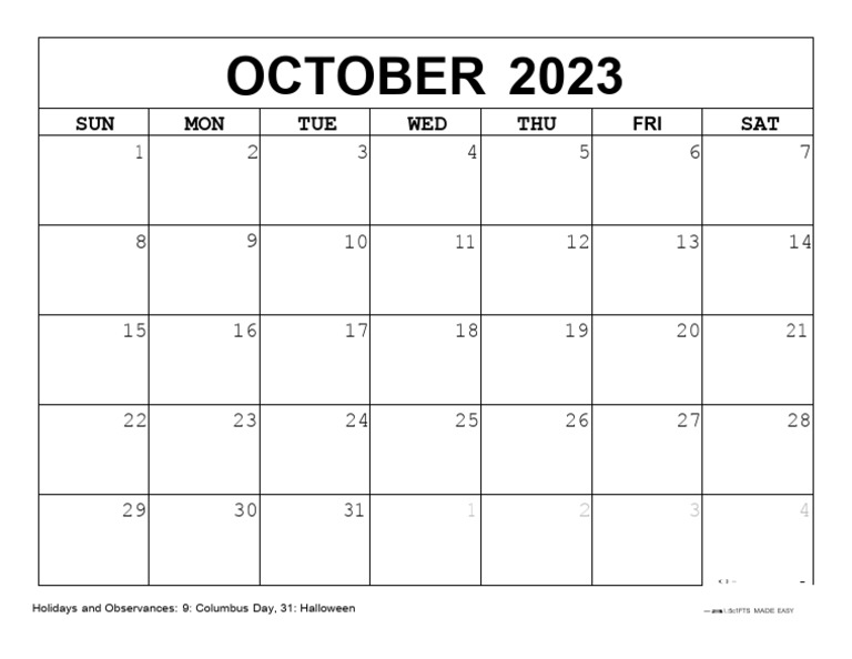 october-calendar-2023-printable-blank | PDF