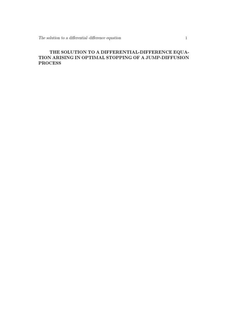 The Solution To A Differential Difference Equation | PDF | Equations | Ordinary Differential ...