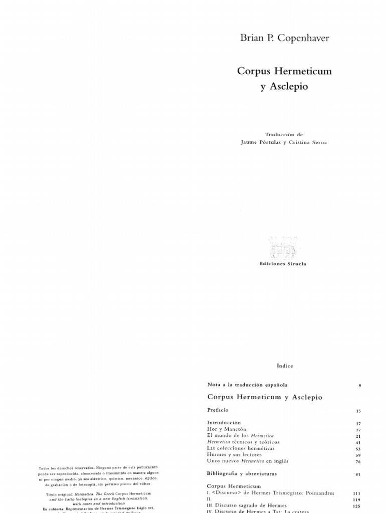 Corpus Hermeticum y Asclepio - Brian Copenhaver - 2000 - Ediciones ...