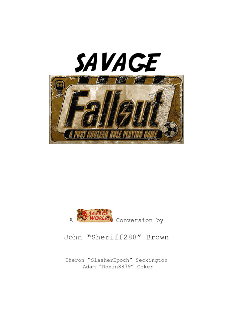 Savage Worlds - Fallout | PDF | Isotope | Radiation