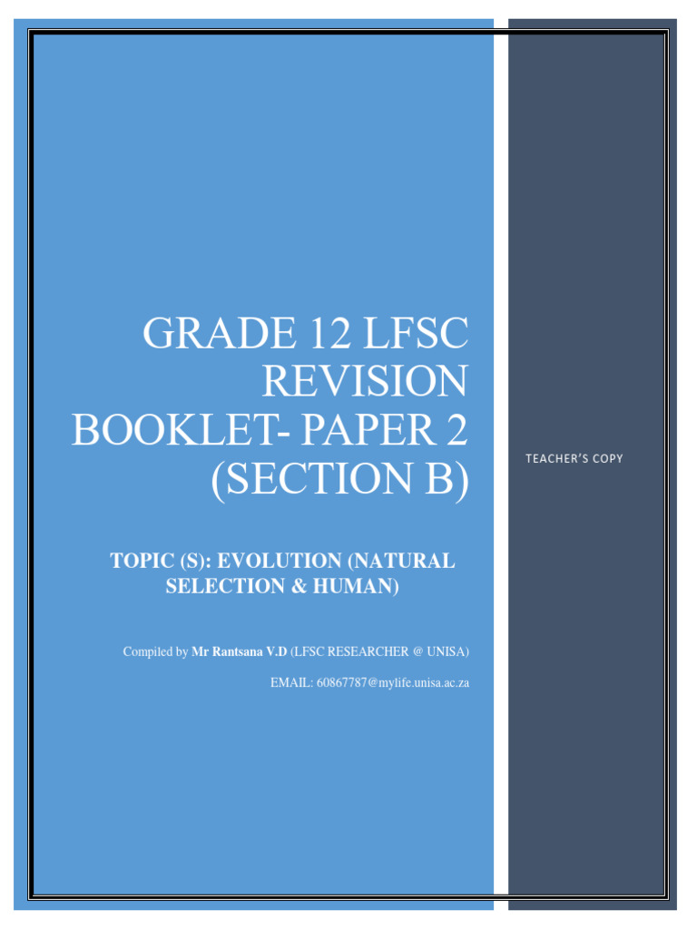 Evolution Revision Booklet - Learners | PDF | Taxonomy (Biology ...