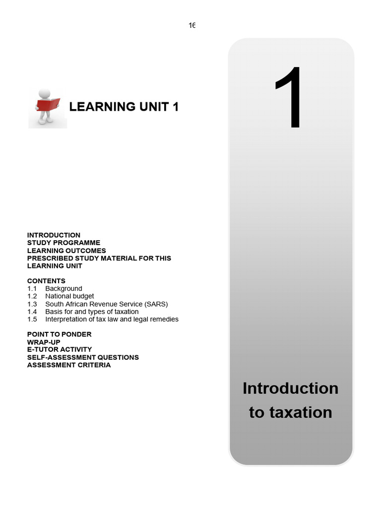 Tax1501 - 2024 - Learning Unit 1 | PDF | Taxes | Excise