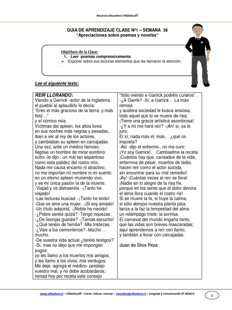 Guia De Aprendizaje Lenguaje 8b Semana 38 2014 Pdf Poesía