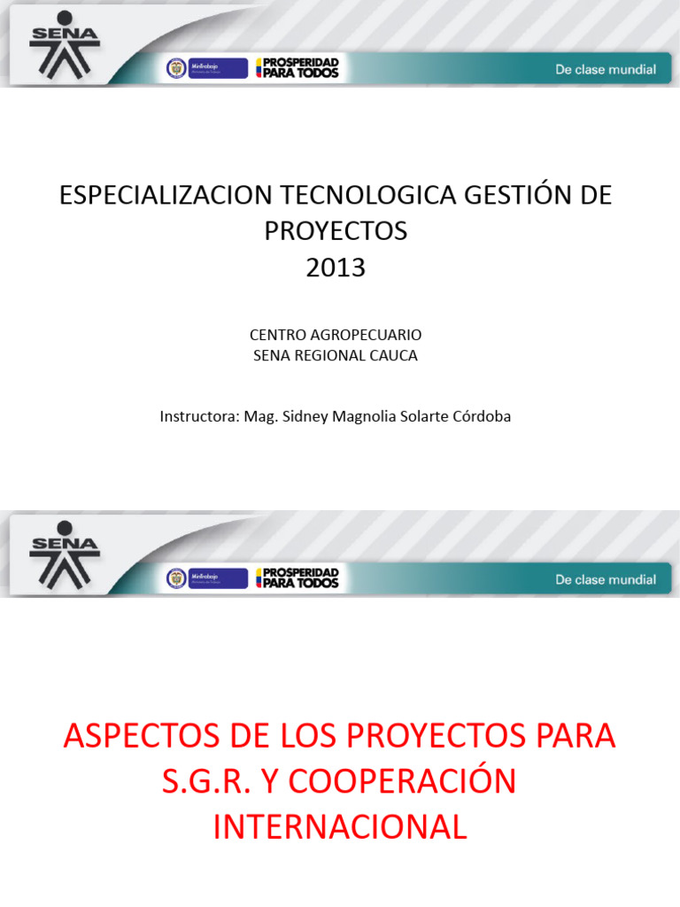 Gestión de Proyectos SGR y Cooperación | PDF | Infraestructura | Economias