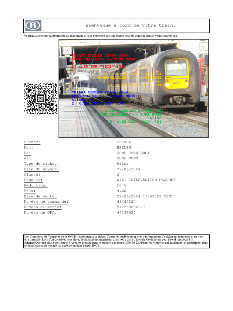 Ticket SNCB Intervention Majorée 50% | PDF