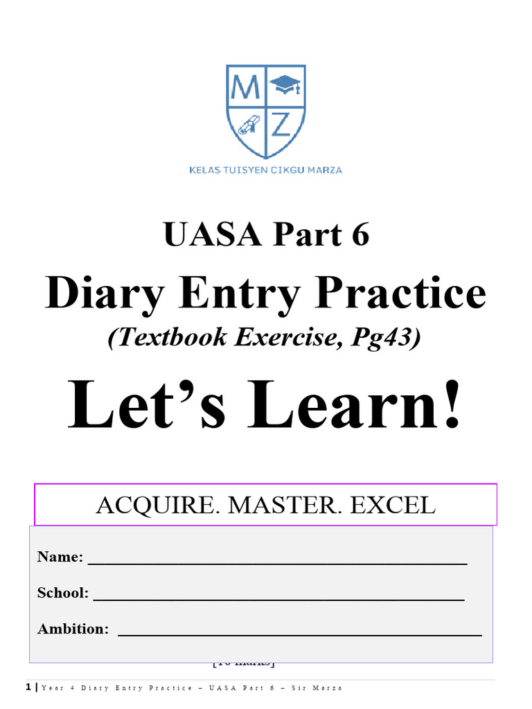 Year 4 Diary Entry Practice Guide | PDF | Grammatical Tense | Verb