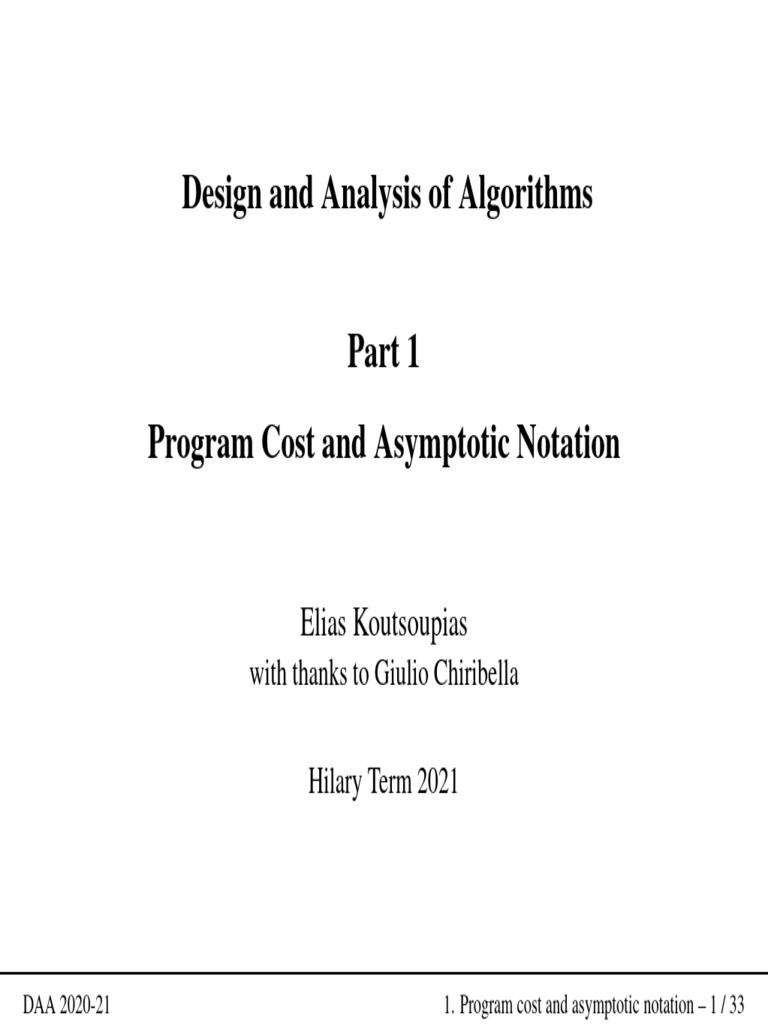 Program Cost and Asymptotic Analysis | PDF | Algorithms | Arithmetic