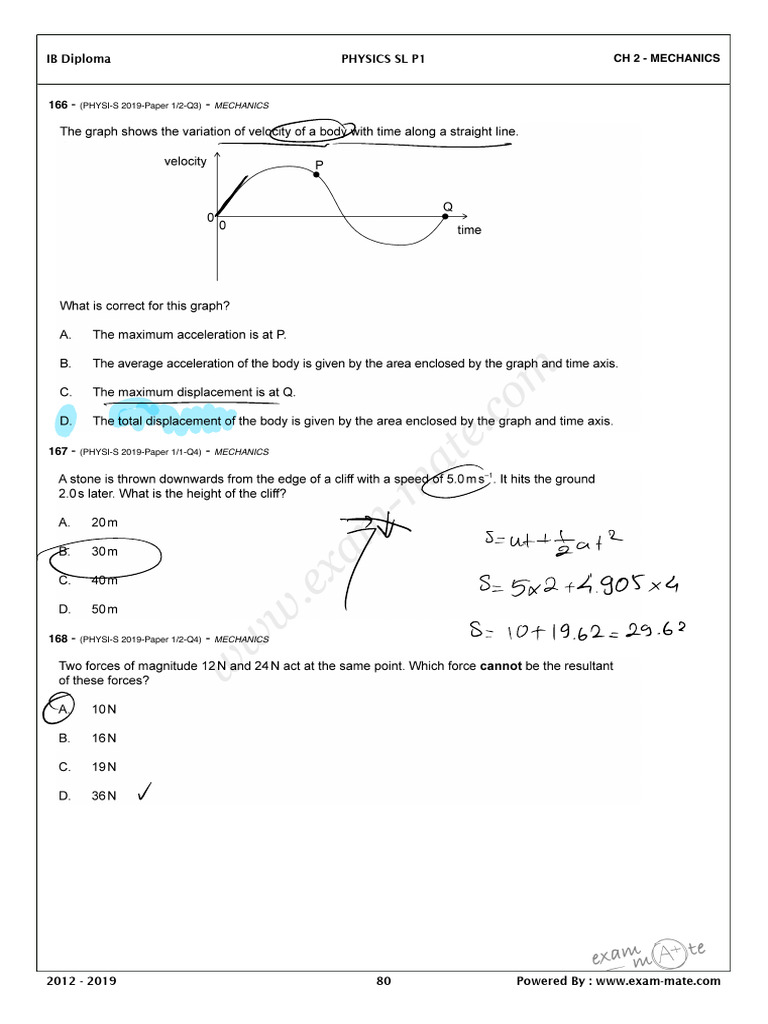 CH1 Mechanics Sorular Physics_SL_Paper1_2012-2019 | Download Free PDF | Student Assessment And ...