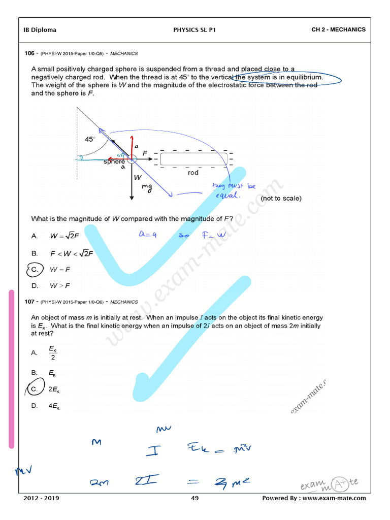 CH1 Mechanics Sorular Physics - SL - Paper1 - 2012-2019 2 | PDF | Educational Stages | Schools