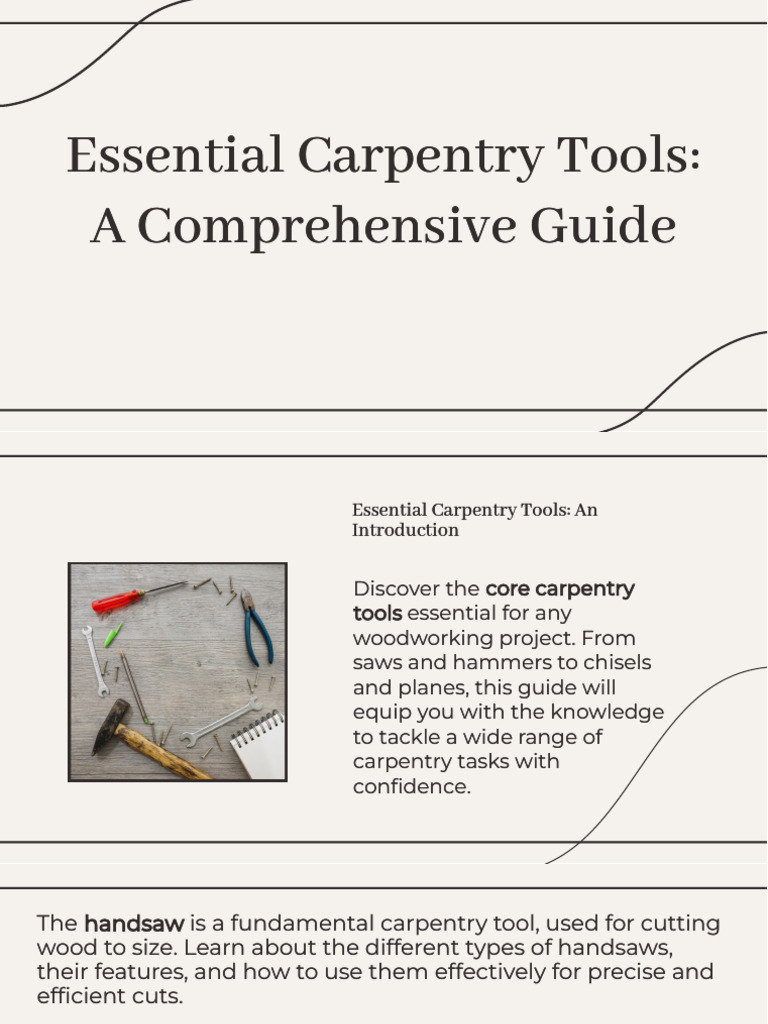 Slidesgo Essential Carpentry Tools A Comprehensive Guide 20240718042421YrHB | PDF | Carpentry ...