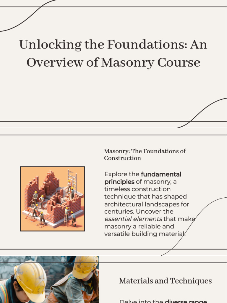 Slidesgo Unlocking The Foundations An Overview of Masonry Course ...