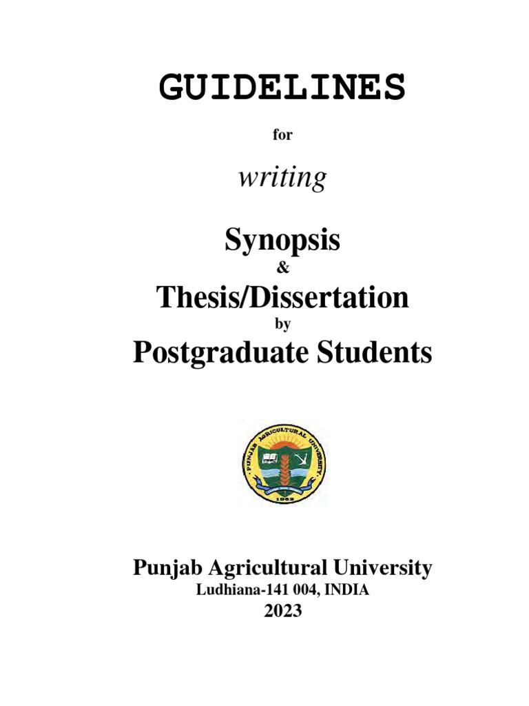 Guidelines: Synopsis Thesis/Dissertation Postgraduate Students | PDF ...