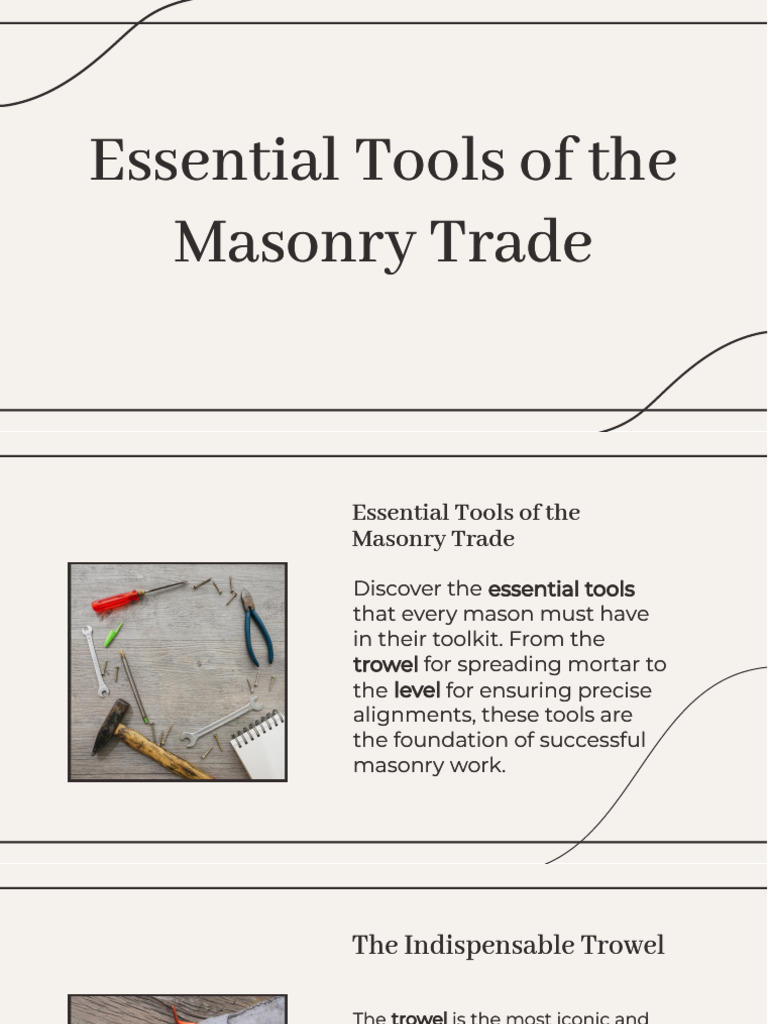 Slidesgo Essential Tools of The Masonry Trade 20240718044413q1i3 | PDF ...