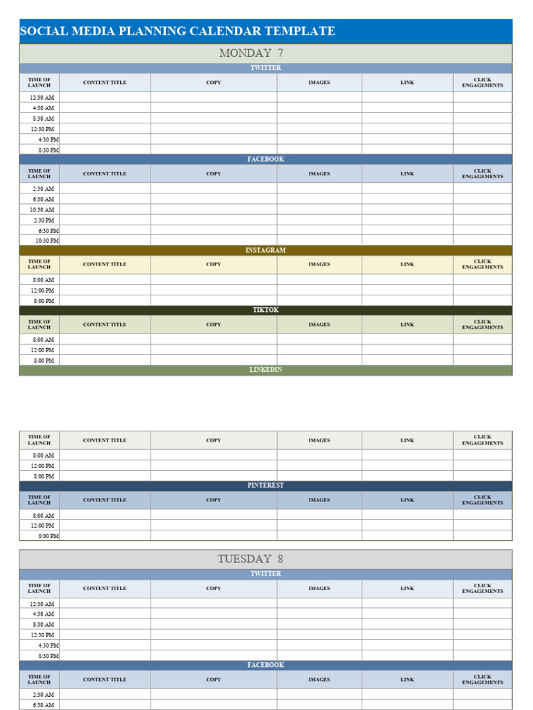 Social Media Planning Calendar | PDF | Social Media | Popular Culture ...