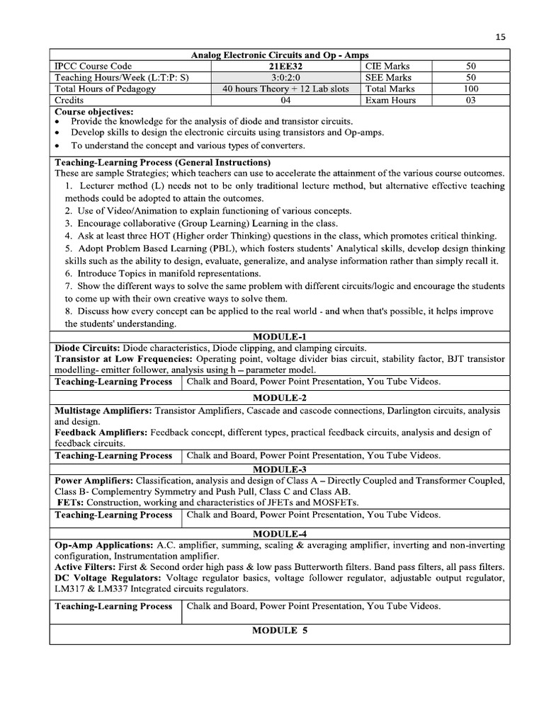Analog Electronic Circute SYLLEBUS | PDF