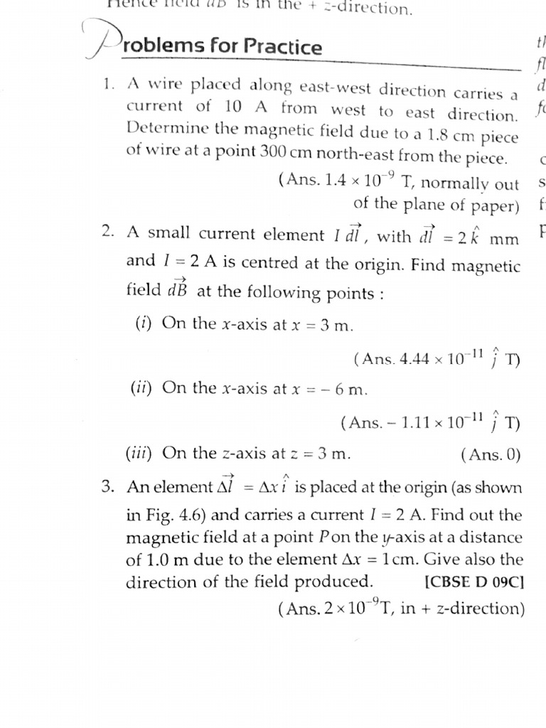 CHAP 4 NUMERICAL PRACTICE Class 12 Magnetiism | PDF | Electron | Magnetic Field