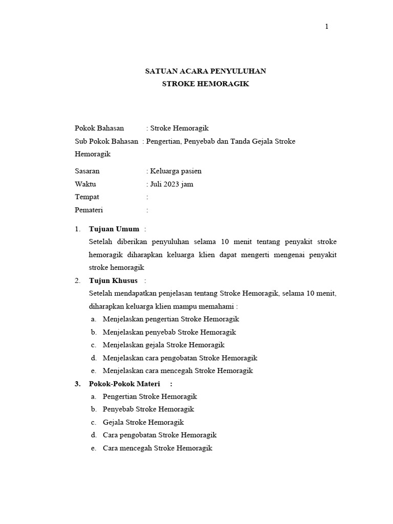 SAP Pasien Stroke | PDF
