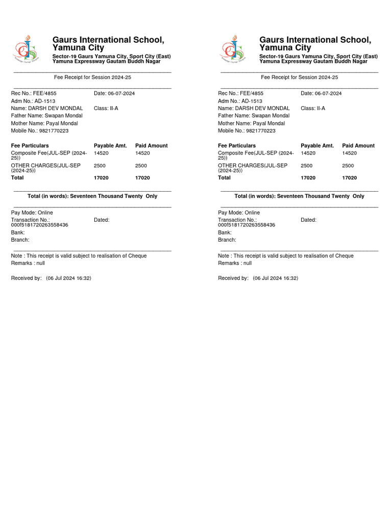 Student Fee Receipt | PDF | Business | Personal Finance
