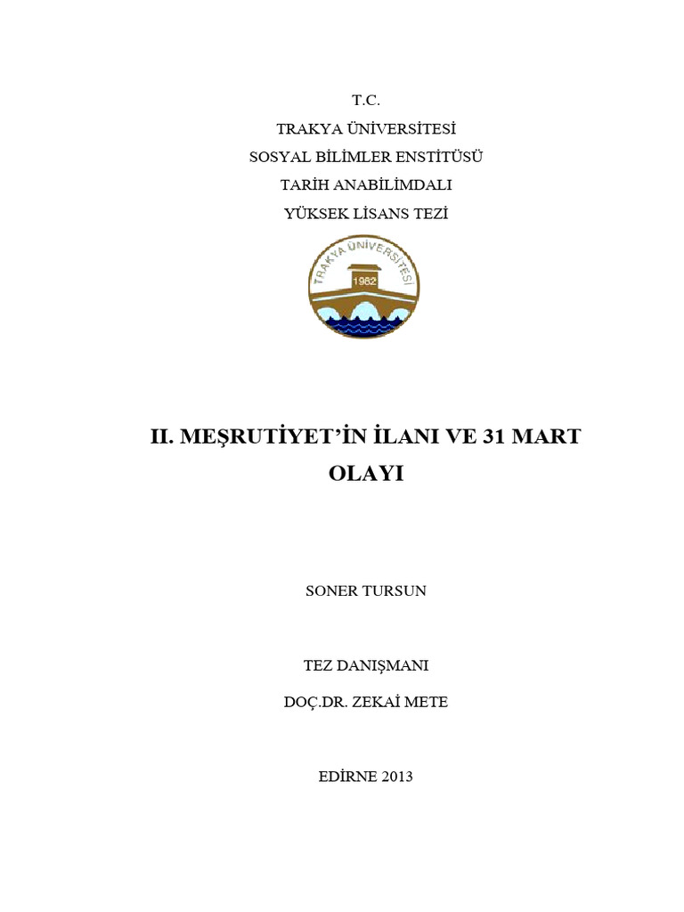 Ii. Meşrutiyet'İn İlani Ve 31 Mart Olayi | PDF