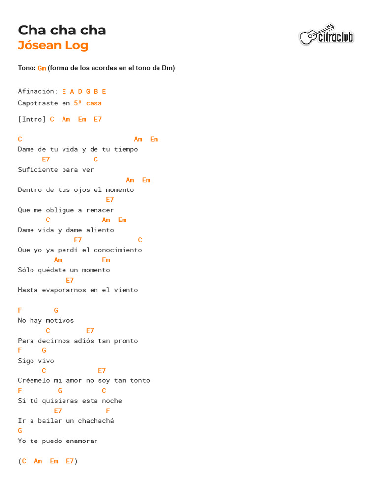 Cifra Club - Jósean Log - Cha Cha Cha | PDF