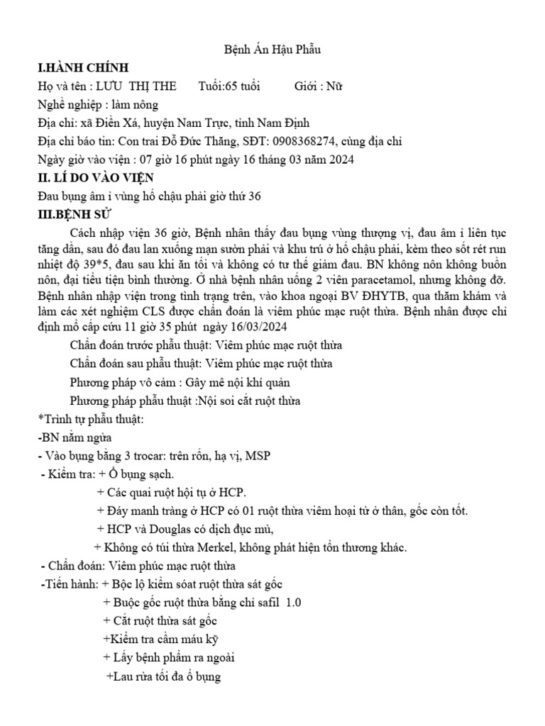 BA Viem Phuc Mac Ruot Thua | PDF