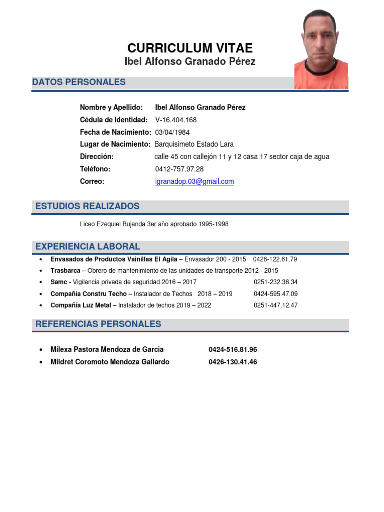 Currículum Vitae de Ibel Granado Pérez | PDF