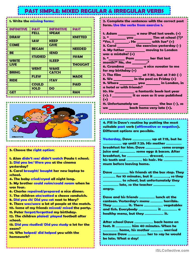 Past Simple - Mixed Regular & Irregular Verbs | PDF