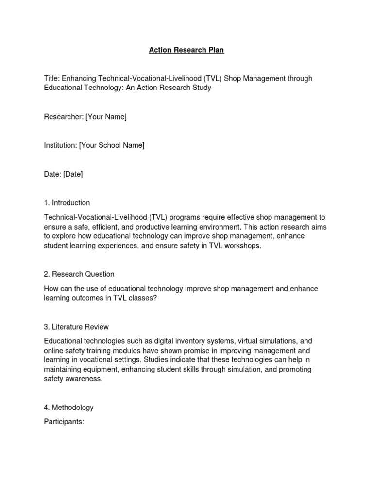 ACTION RESEARCH SAMPLE (TVL) Shop Management Through Educational ...
