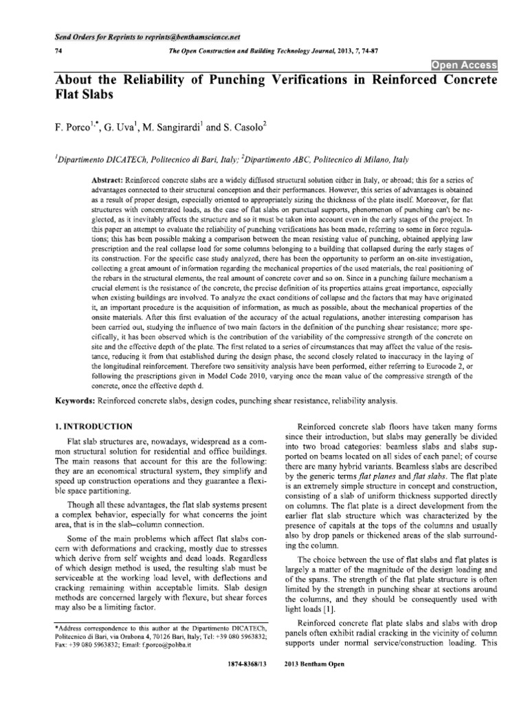 Reliability of Punching in Concrete Slabs | PDF | Fracture | Strength ...