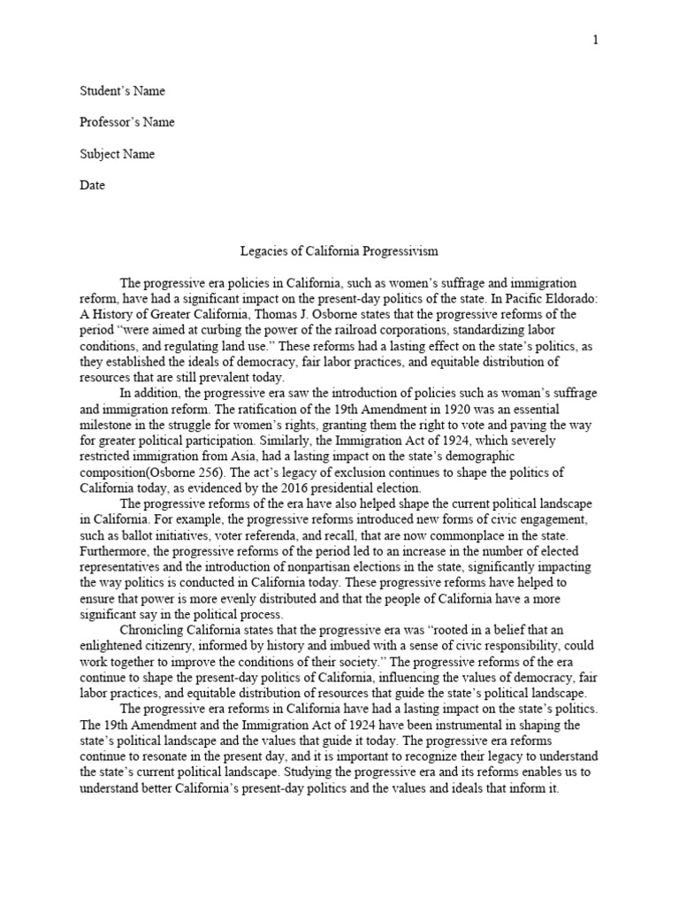 Legacies of California Progressivism | PDF | Progressive Era ...