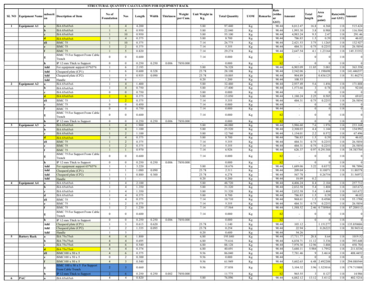 Structural Angle Work Details | PDF