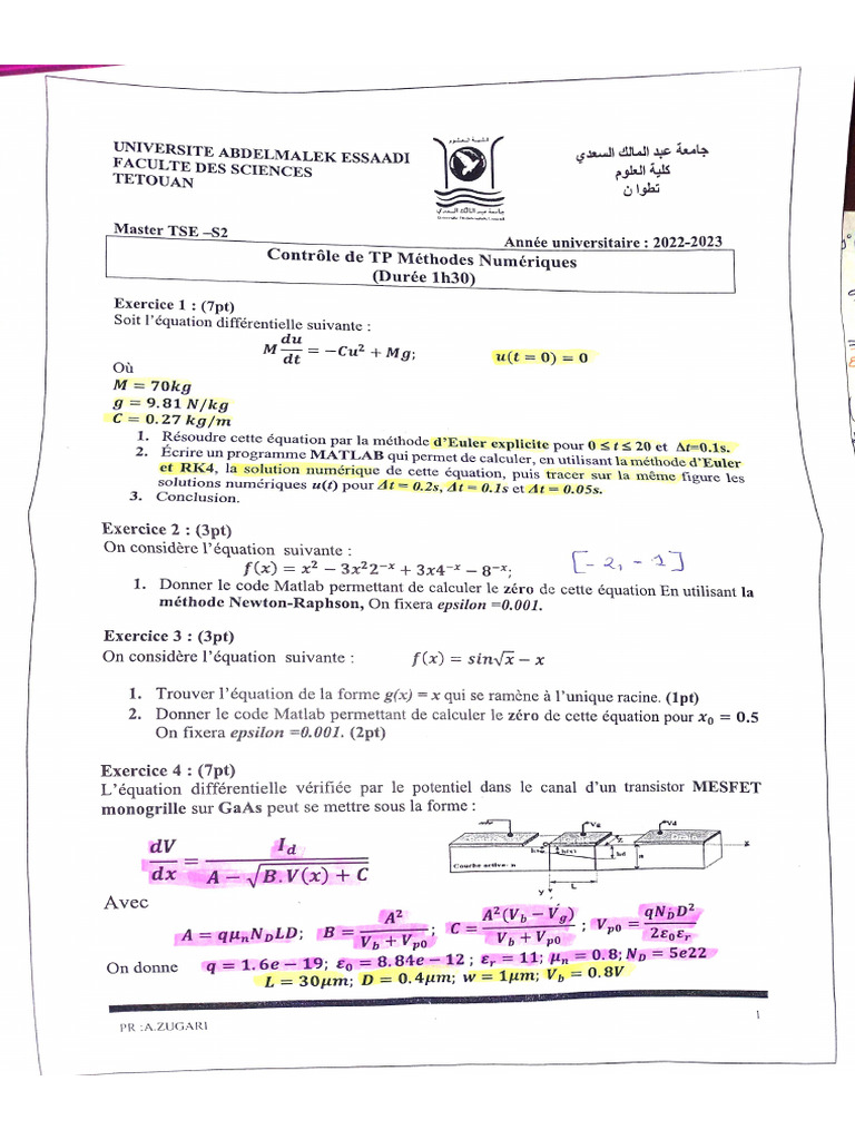 Contrôle Numérique s2 TSE 2022-2023 | PDF