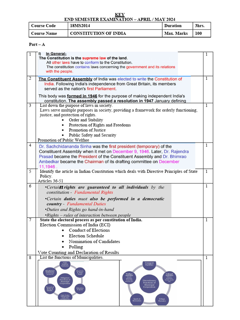 KEY End Semester Examination - April / May 2024 Course Code 18MS2014 ...